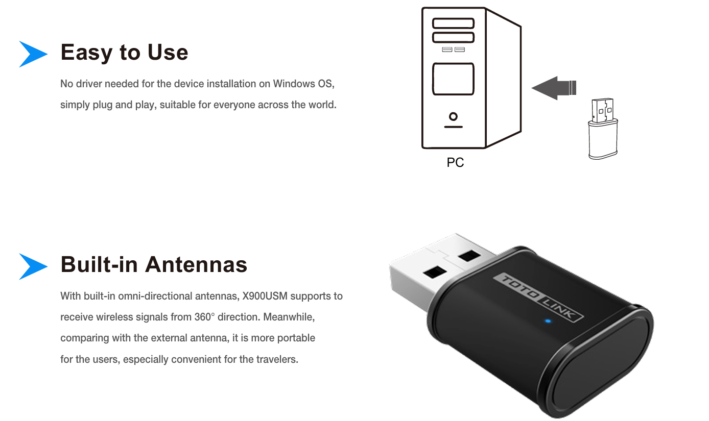 Totolink X900USM Wi-Fi 6 Dual Band USB Adapter: Wi-Fi 6 I 900Mbps I ...