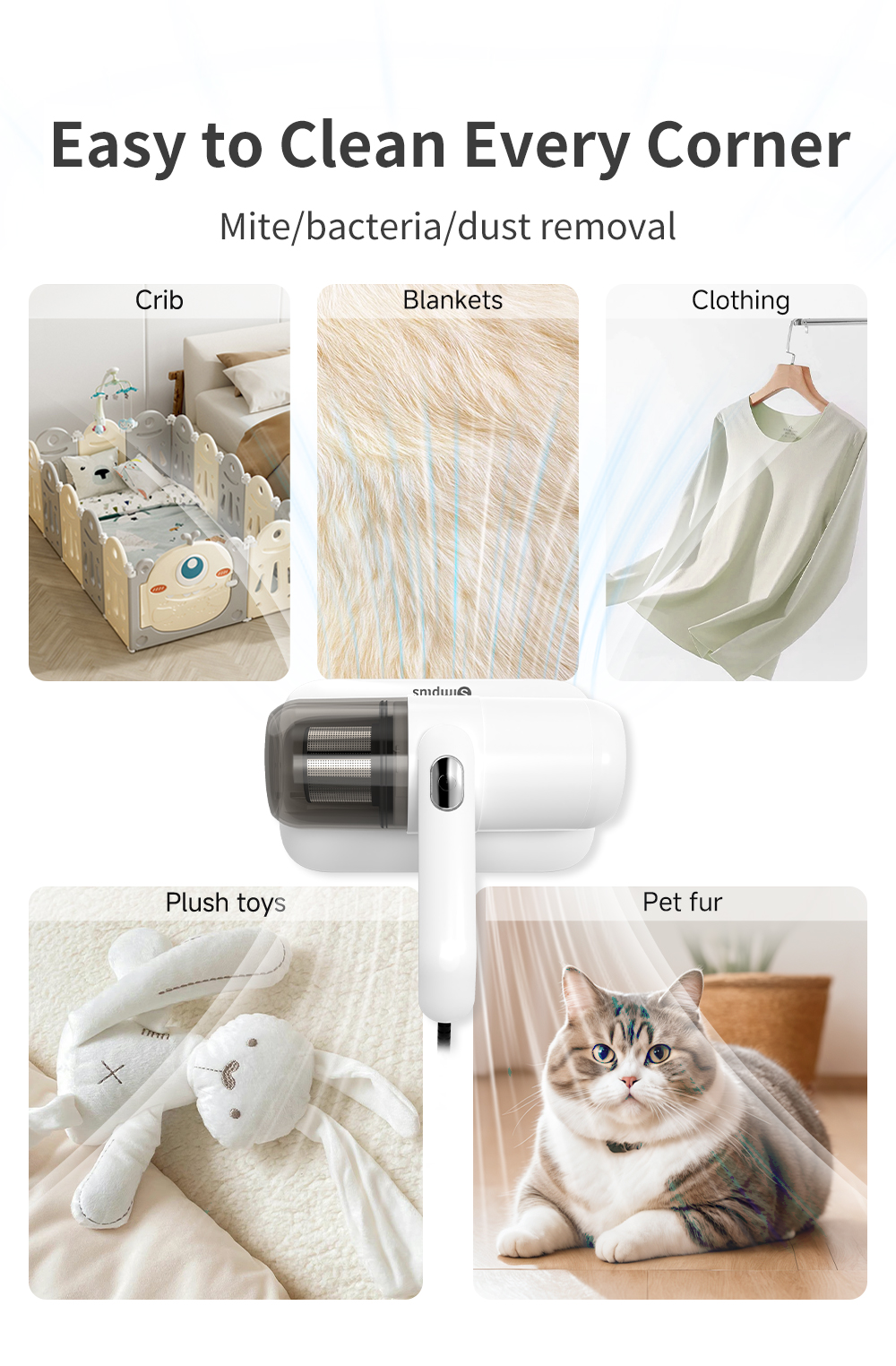 Simplus Dust Mite Vacuum Cleaner | 16,000Pa Suction | 8,500 Beat/min ...