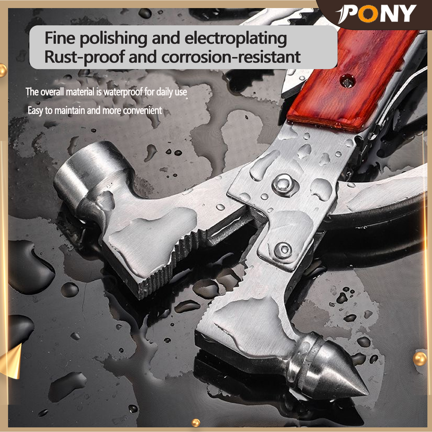 PONY Multifunctional Pliers Multitool Safety Claw Hammer Stainless ...