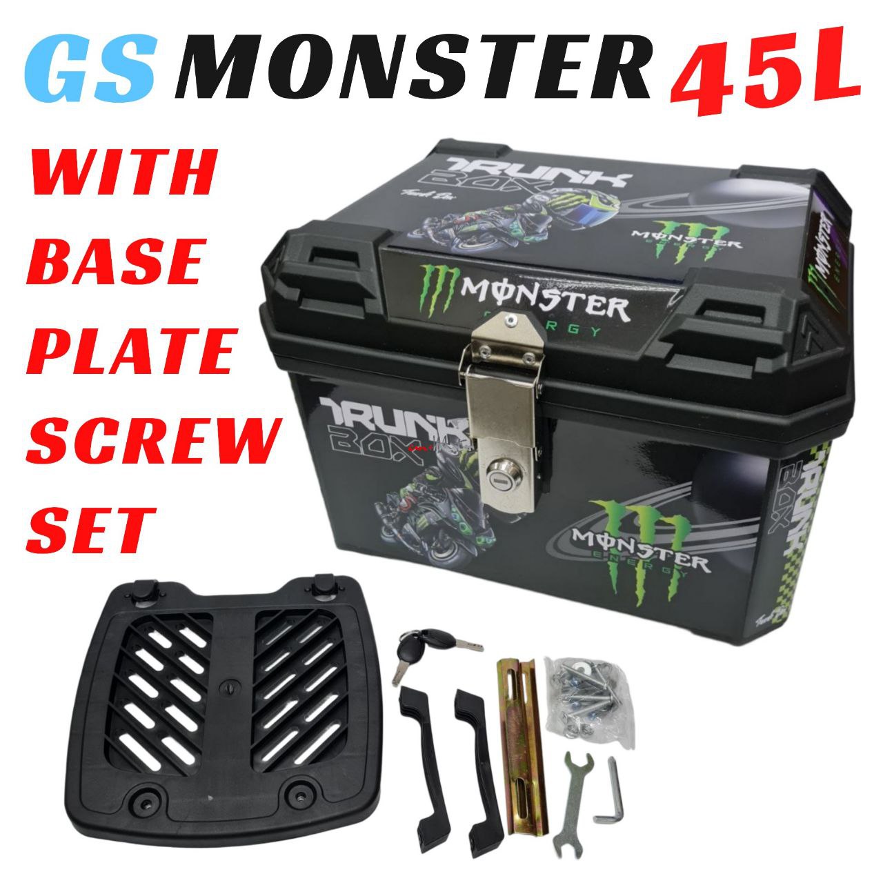 GS 45L Monster Kotak Motosikal Top Box Motorcycle Utk Motor 135LC ...