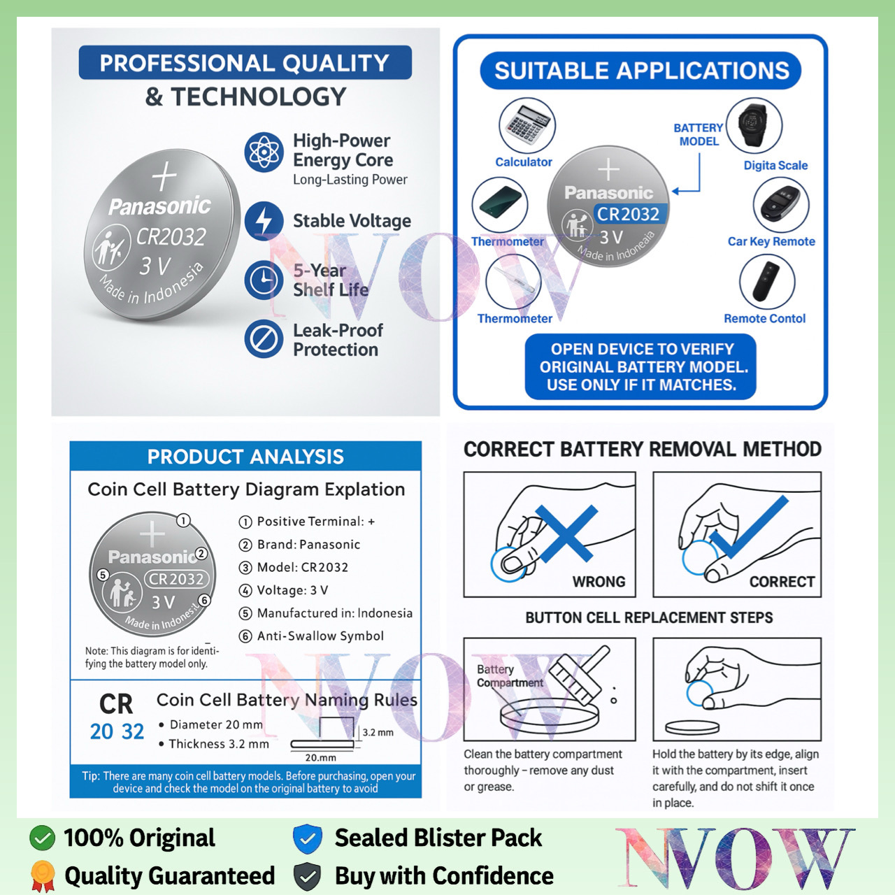 Original Panasonic CR1632 3V Lithium Cell Battery | Watch / Jam Bateri ...