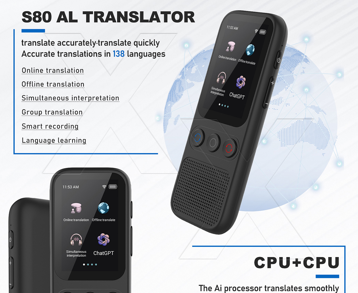Portable Language AI Translator Device 138 Language Voice Translating ...