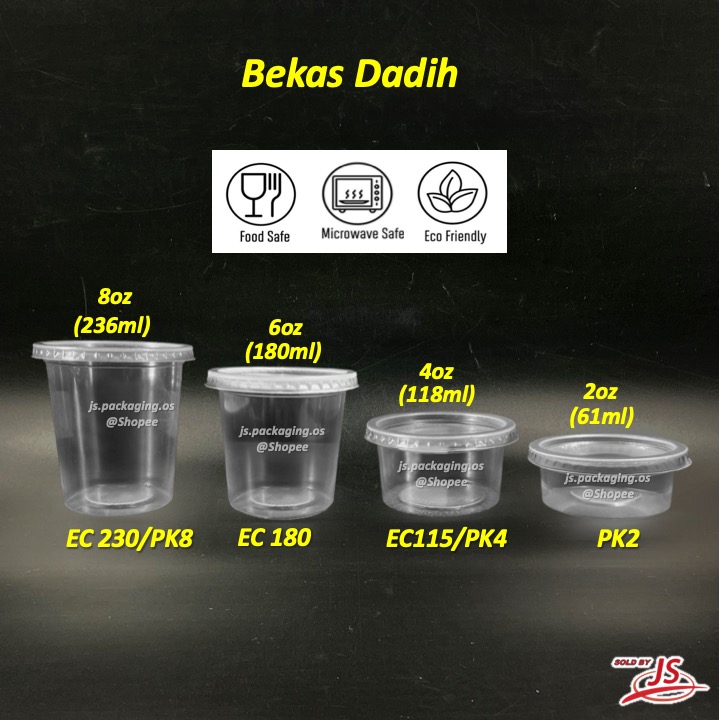 EC Round Container Bekas Dadih Jelly Small Container Kecil 4oz Bekas ...
