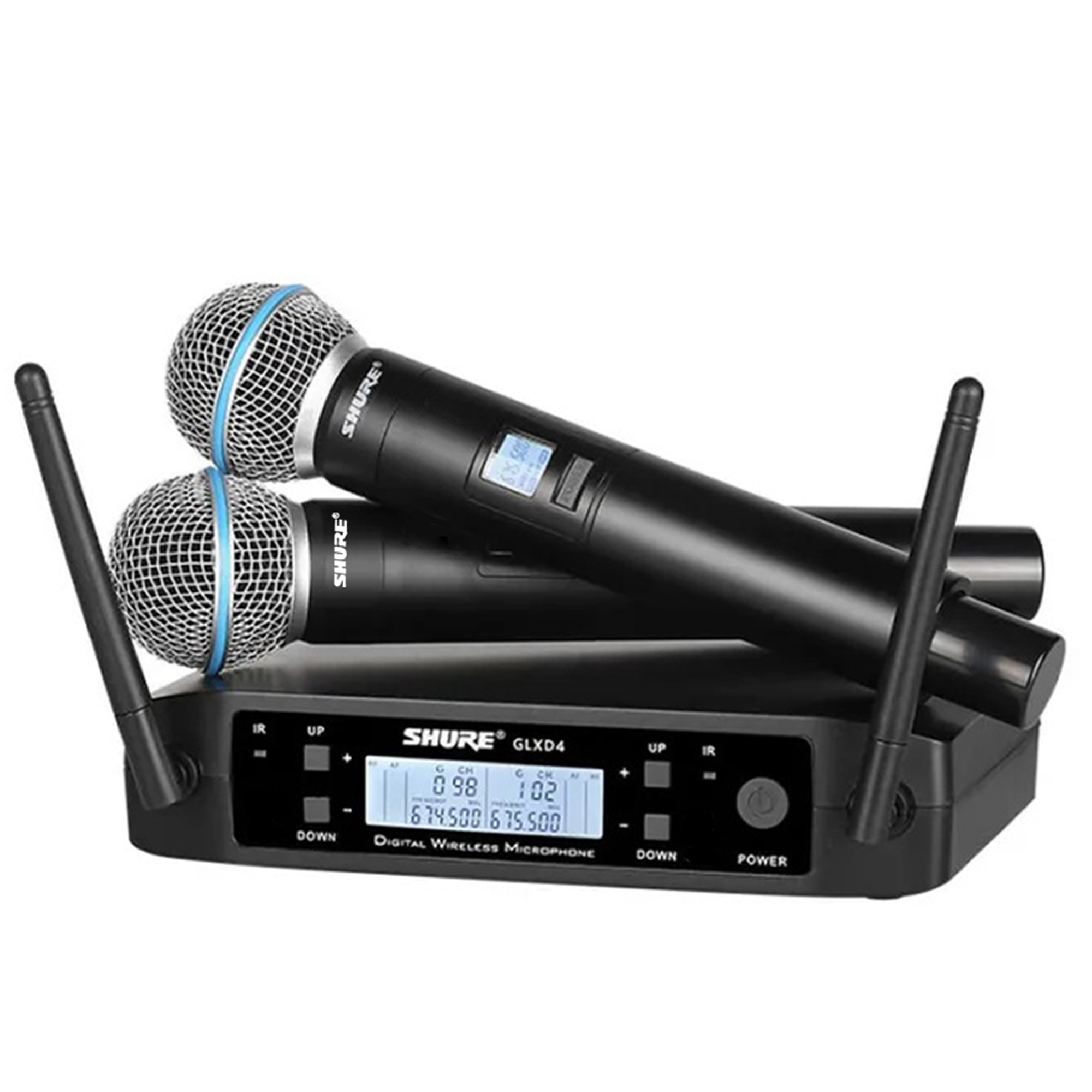 Shure GLXD4 UHF professional wireless microphone, karaoke mic, 2-channel UHF wireless mic ...