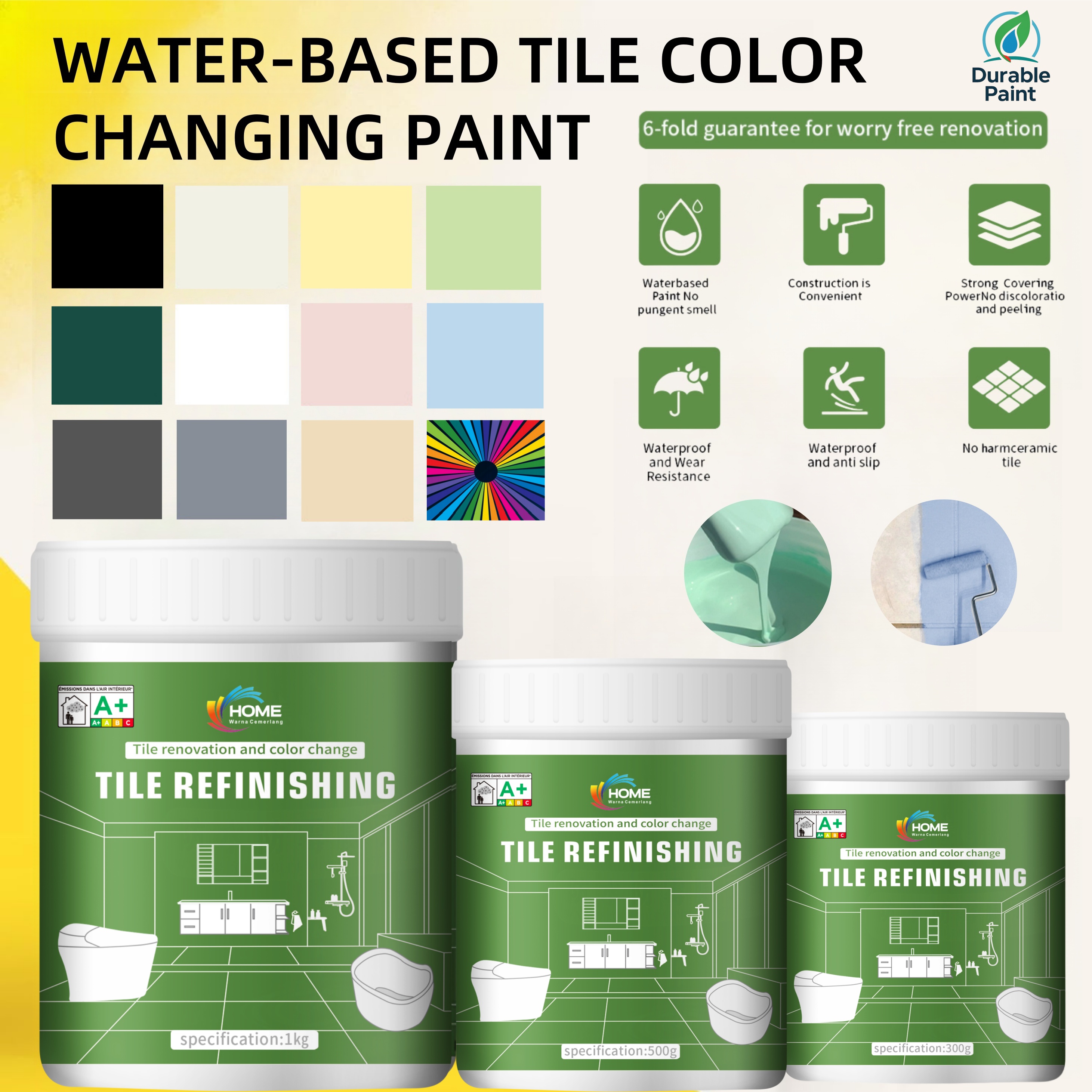 🔥🔥Cat Jubin Hitam Anti Licin Waterproof | DIY Epoxy Tile Paint Tandas ...