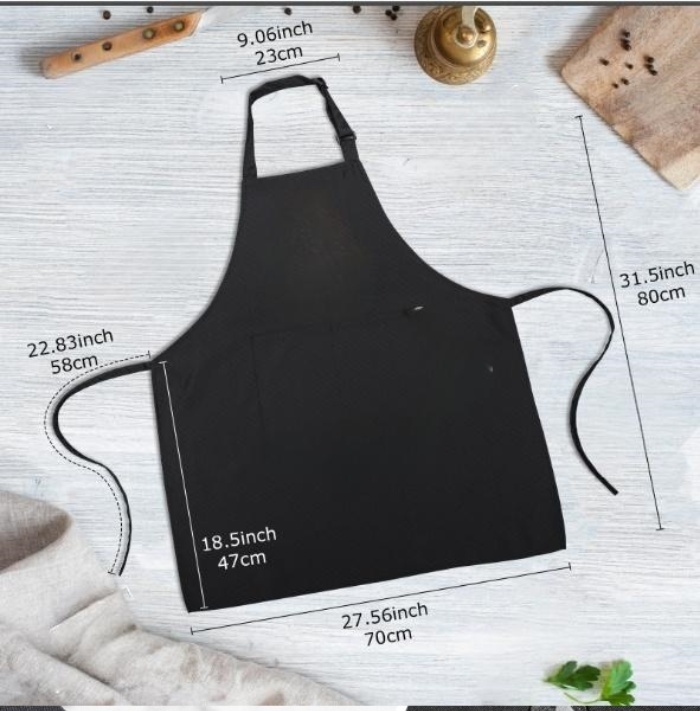 【Spot shipping】Apron kitchen black apron apron waterproof with pockets ...