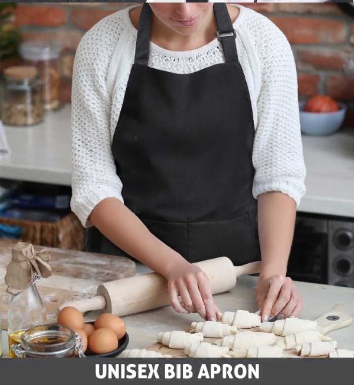 【Spot shipping】Apron kitchen black apron apron waterproof with pockets ...