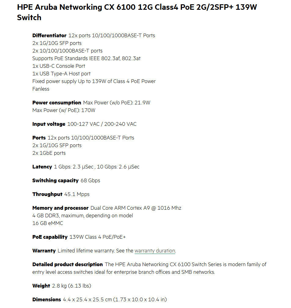 JL679A - HPE Aruba CX 6100 Series Switch Ethernet Switch | Shopee Malaysia