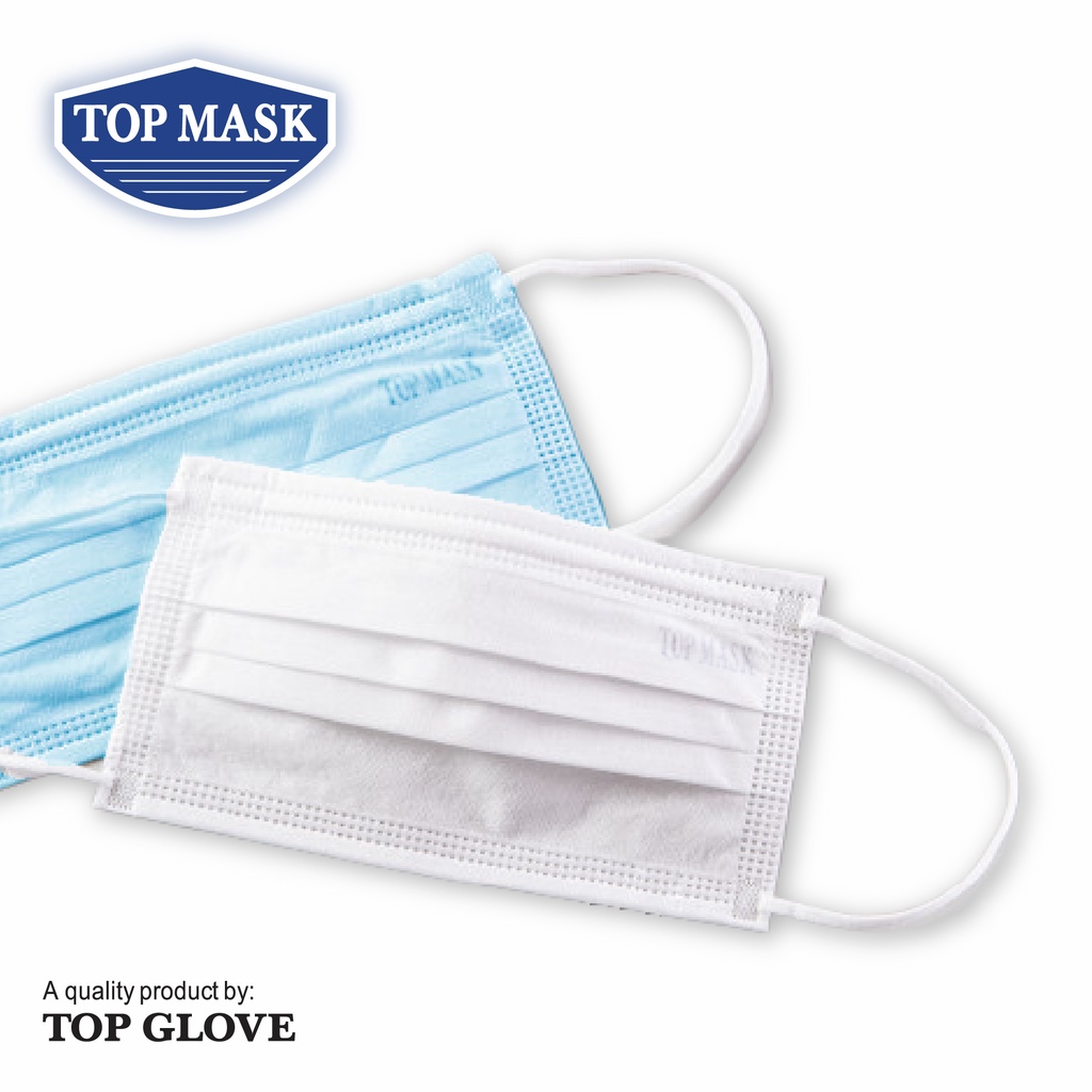 Top Glove 3-Ply Medical Face Mask Blue | Adult Earloop Mask | 50 Pcs ...