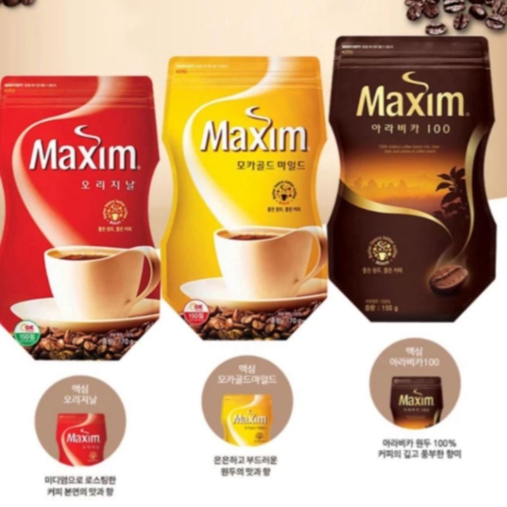 Korean MAXIM Instant COFFEE mix powder Refill Series (ORIGINAL ...