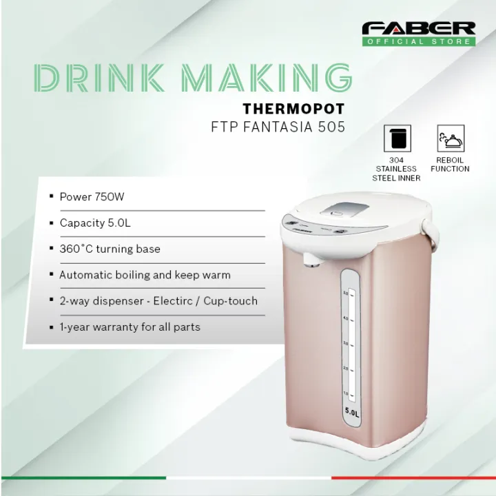 Faber Smart Thermo Pot Hot Water Thermos Dispenser FTP Acqua 50/ 55 / 505 5.0L Termopot | Shopee ...