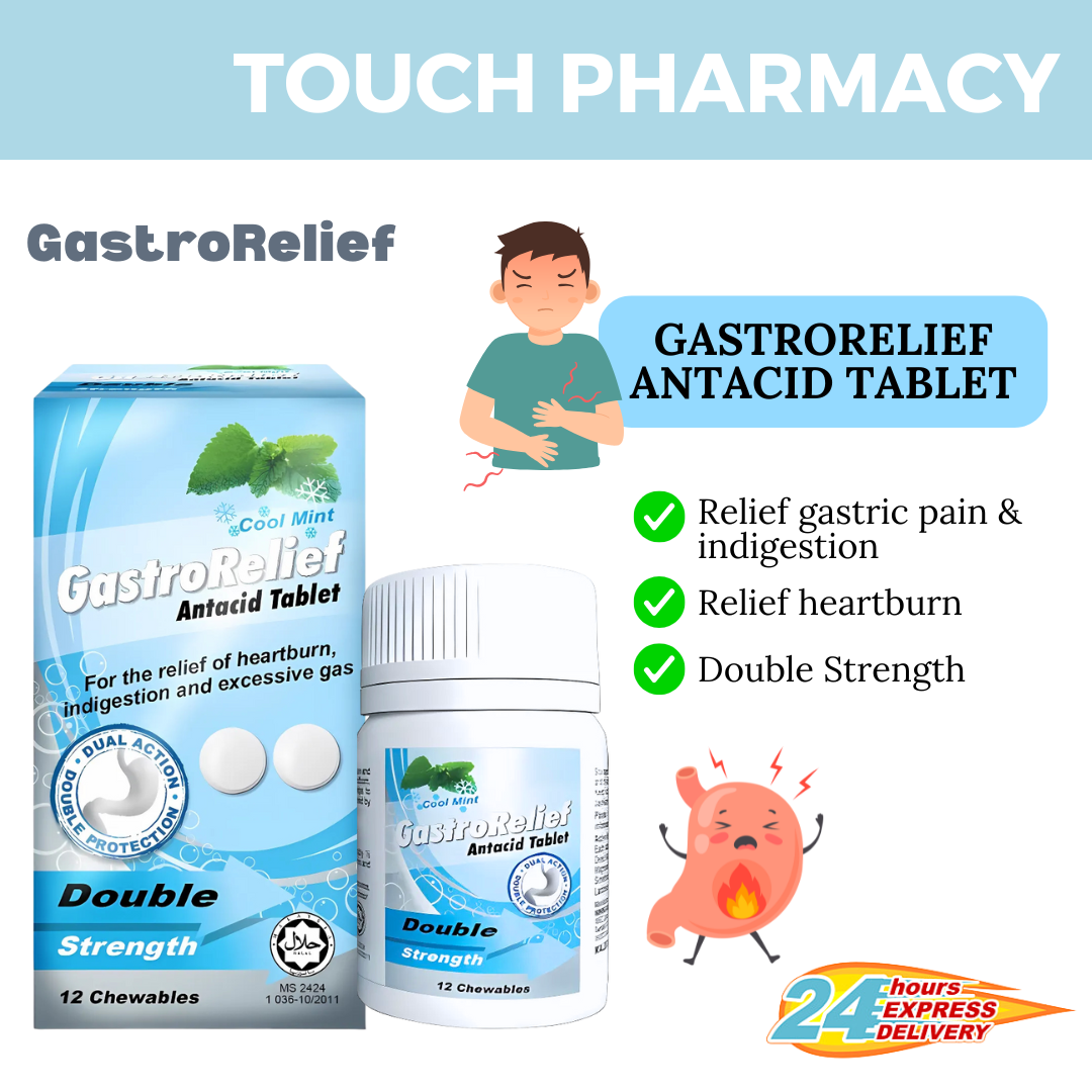 GASTRORELIEF Antacid (Double Strength) Chewable Tablet 12's/Box (For ...
