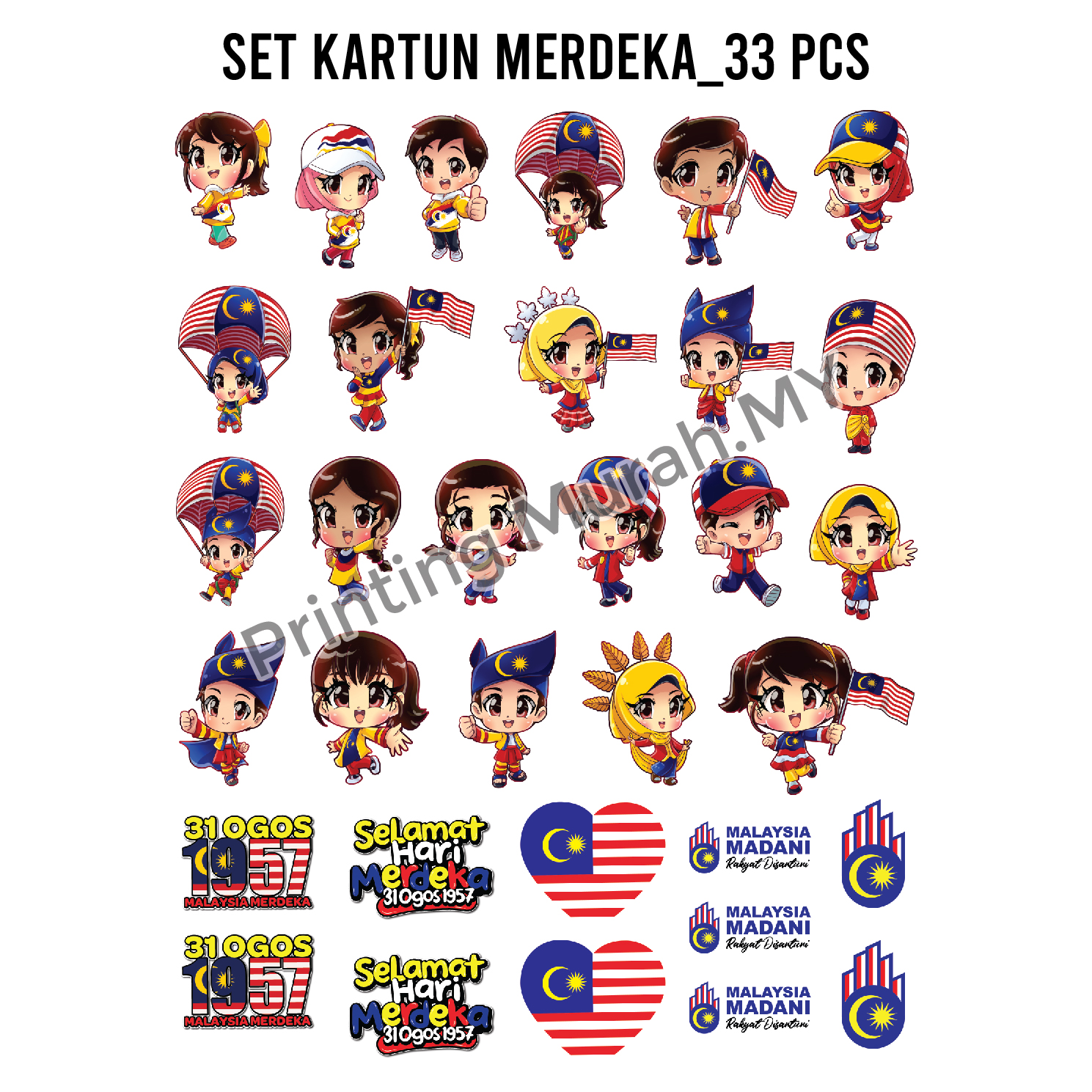 WHITE PP / CLEAR STICKER MERDEKA | 63PCS Sticker Bendera Malaysia ...