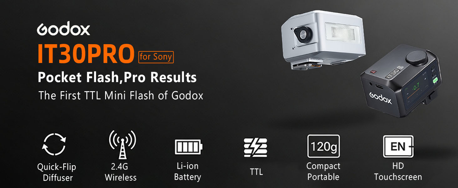 Godox iT30Pro iFlash TTL Mini Camera Flash for FUJIFILM / Sony (Black ...