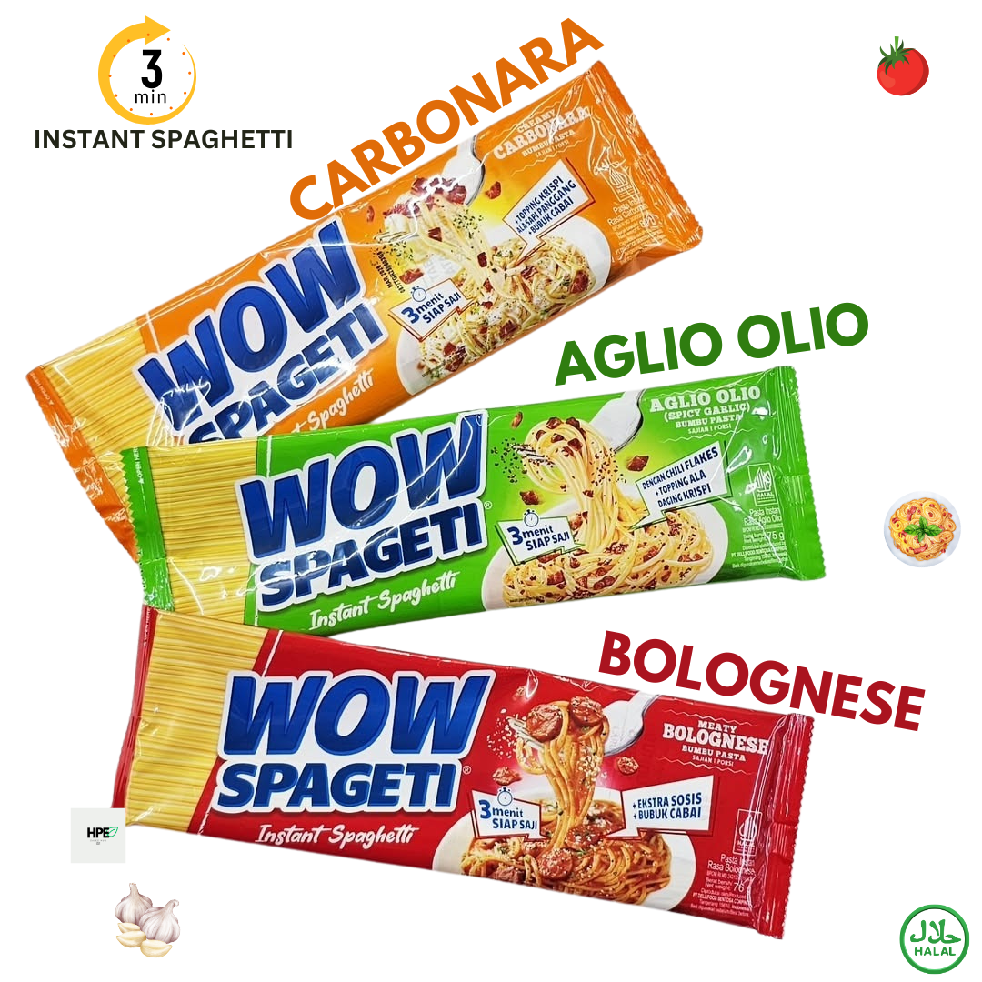 WOW SPAGETI Instant Spaghetti (HALAL / 75g-88g X 6 packs) Carbonara ...