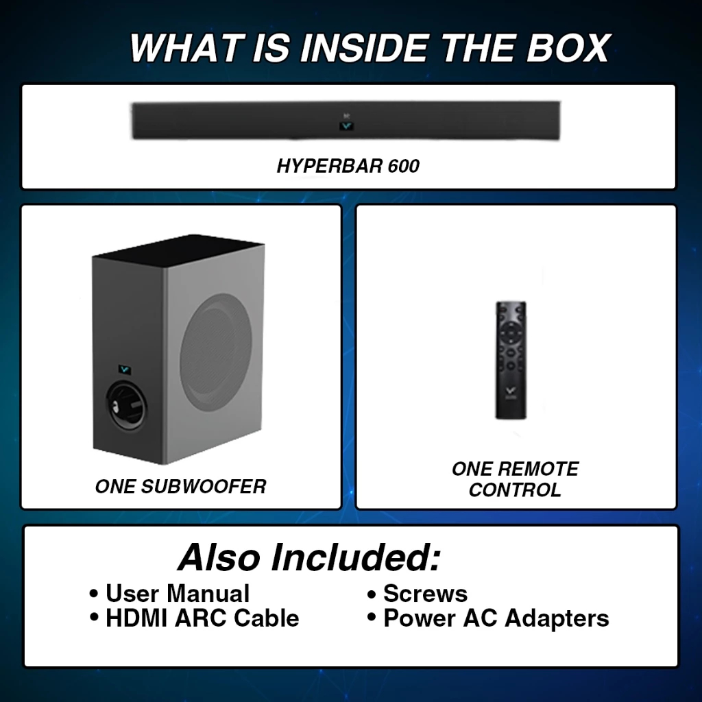 Vinnfier VF Hyperbar 600 BTRW 240W Soundbar w 6.5" Wireless SubWoofer ...