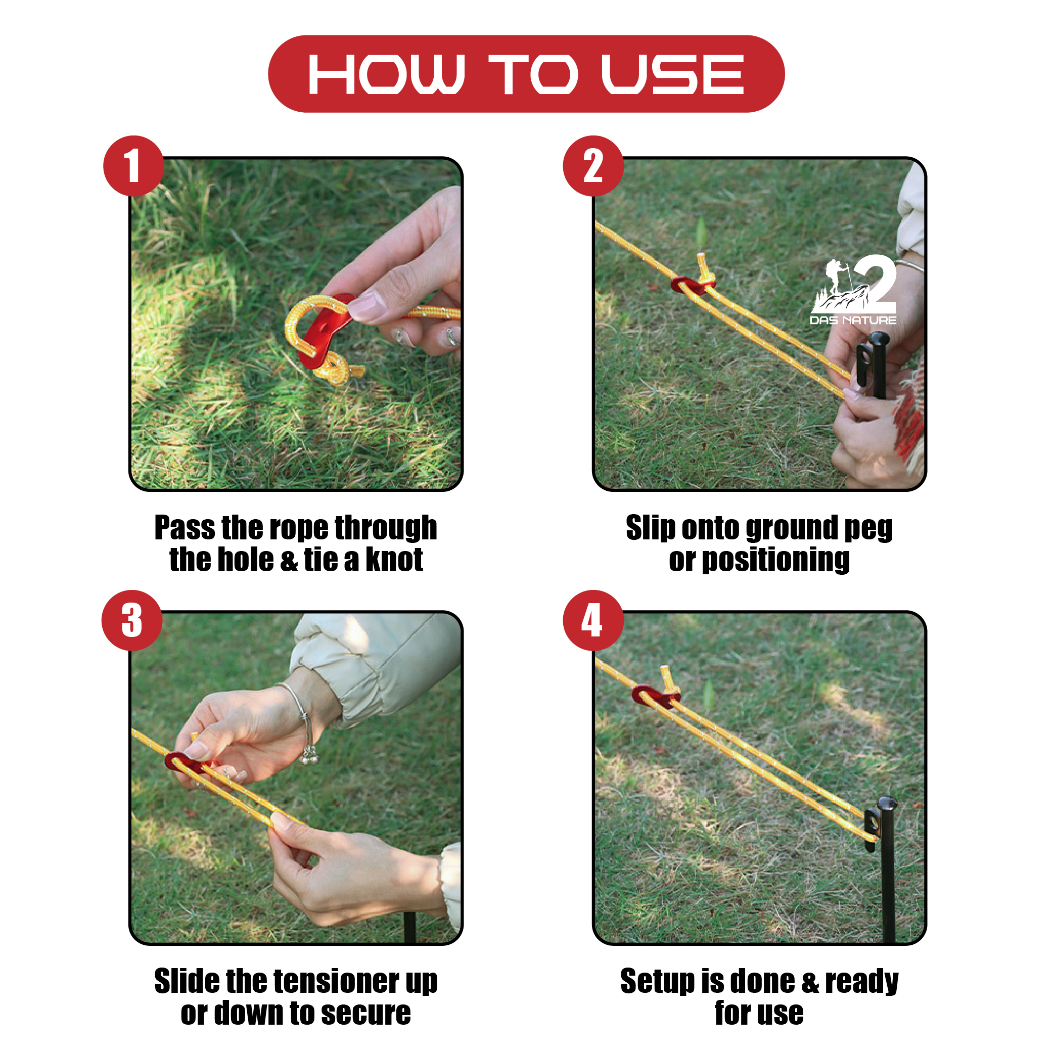 Aluminium Wind Rope Stopper Guy line Cord Adjuster Rope Tensioner ...