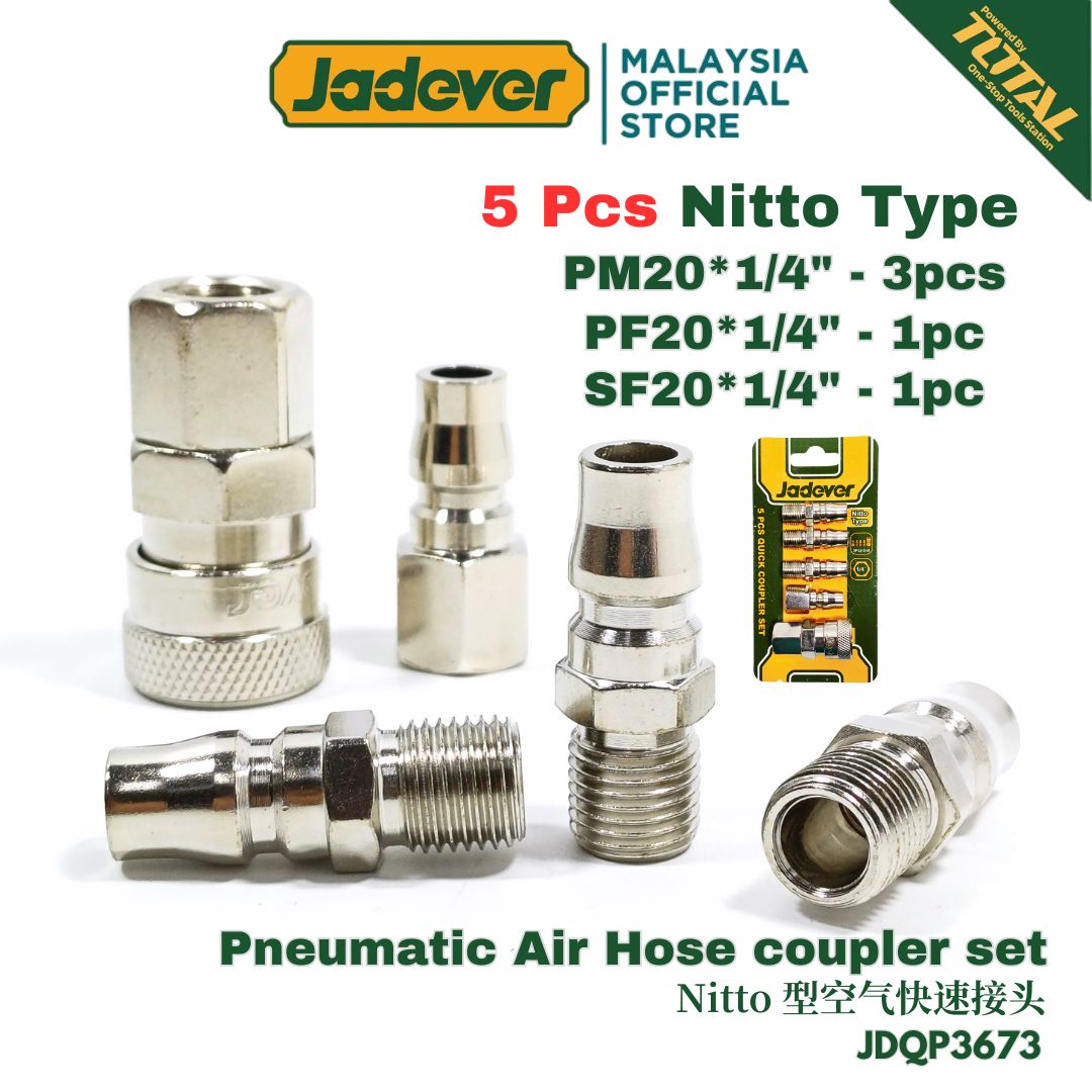 Jadever Tools Pneumatic Air Hose coupler 5pcs set 1/4" * PM20 / PF20 ...