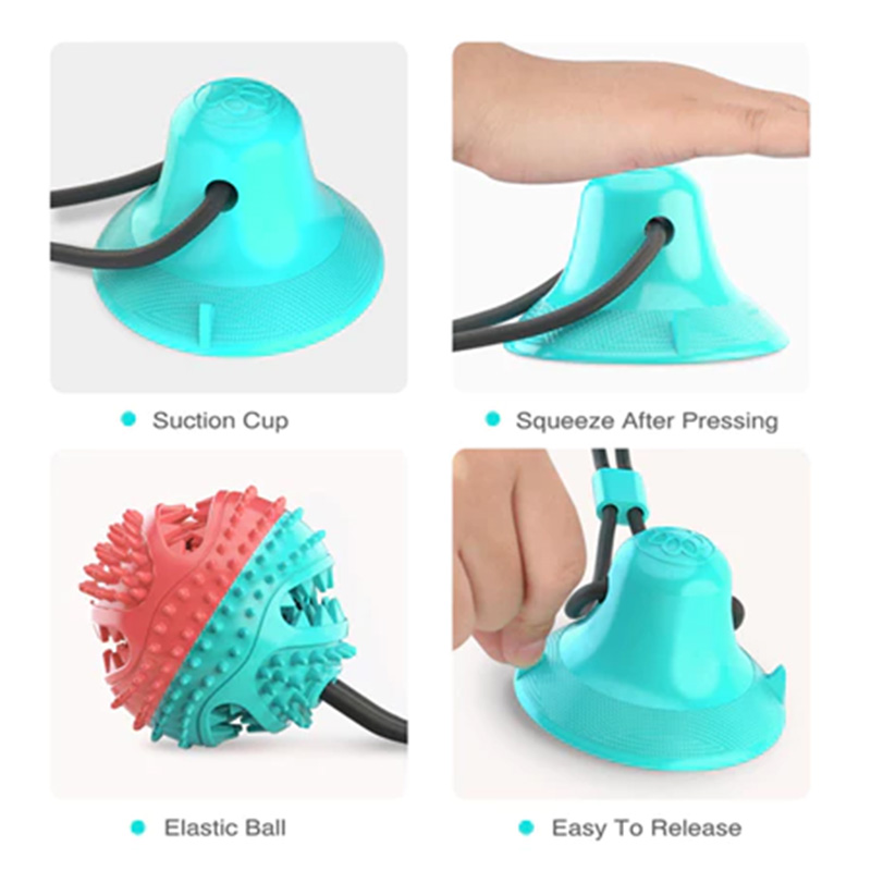 Pet suction cup pull rope ball sound bell puppy leaking food slow ...