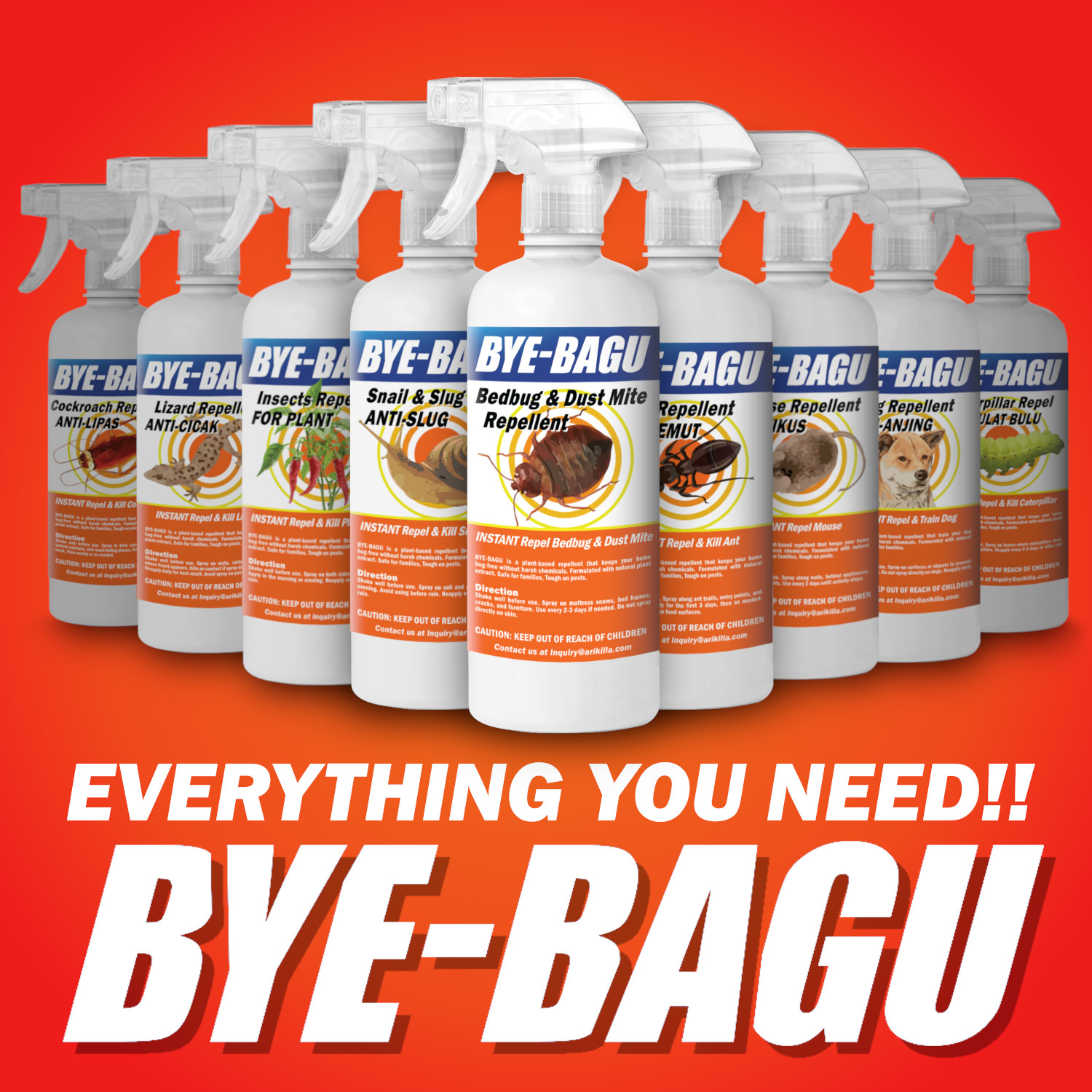 BYE BAGU 【100% Natural & Safe】 Cockroach Repellent Spray Killer Insect ...