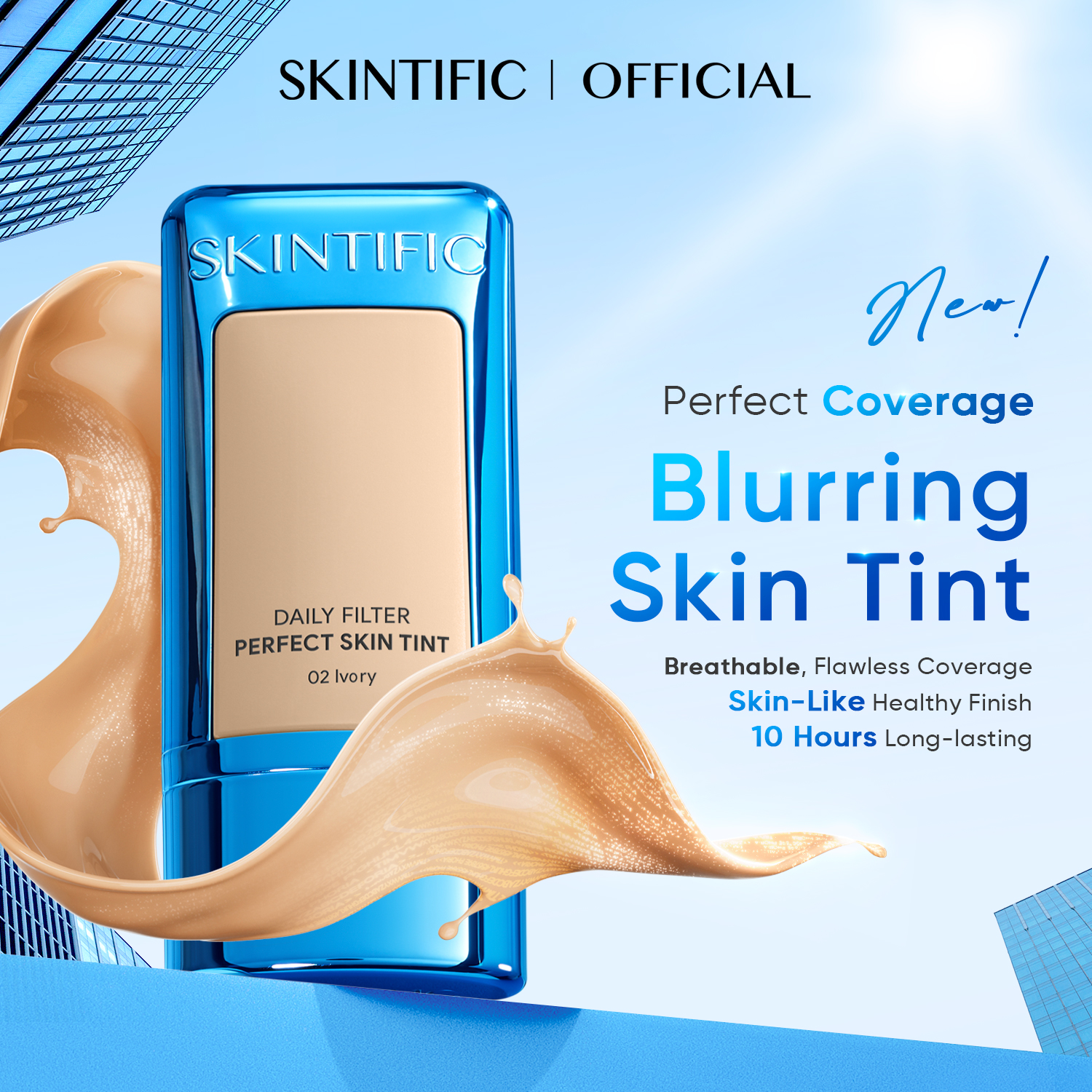 SKINTIFIC Daily Filter Perfect Skin Tint High Coverage Foundation ...