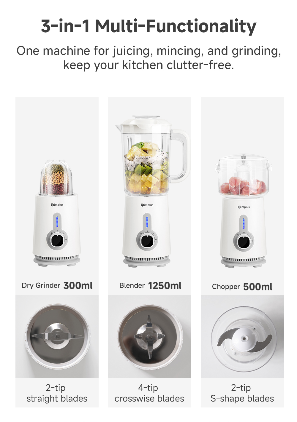 Simplus Multi-functional Blender | 1.25L Capacity | 380W Copper Motor ...