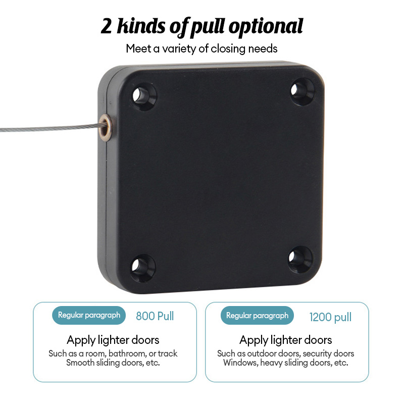 Automatic Door Closer Soft Close Adjustable Wire Rope Punch Free Auto ...