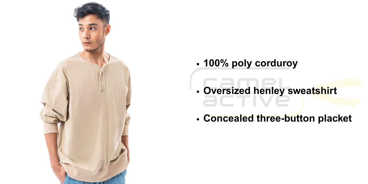 C by camel active Unisex Premium Stylish Oversized Henley Sweatshirt ...