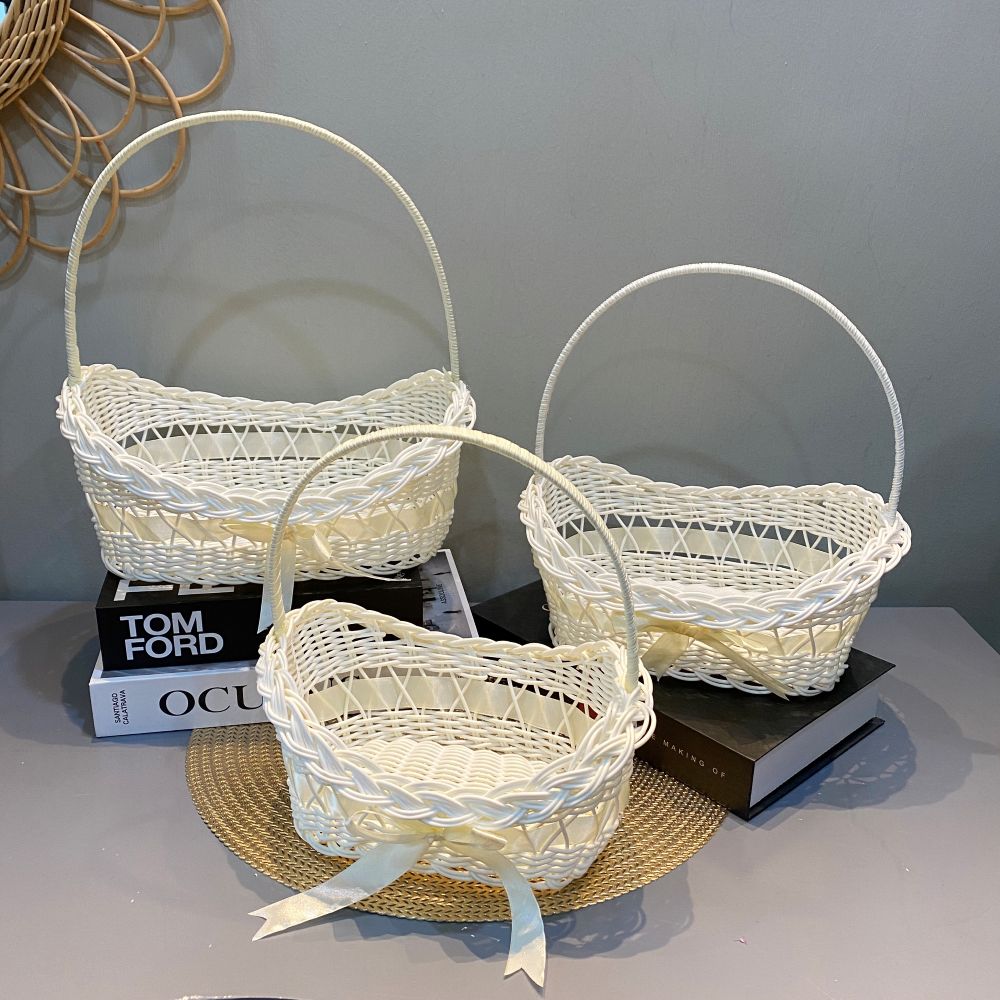 Flower Rattan Bamboo Oval Wicker Woven Weaving Gift Basket Bakul ...