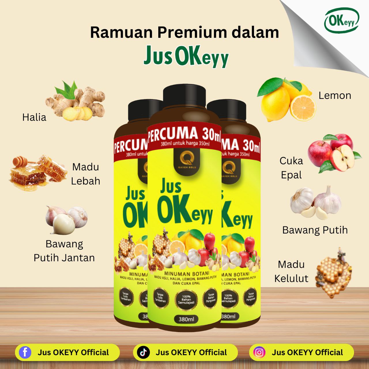 JUS OKEYY 138ML | BUANG ANGIN | KOLESTROL | JANTUNG | DETOKS | Shopee ...