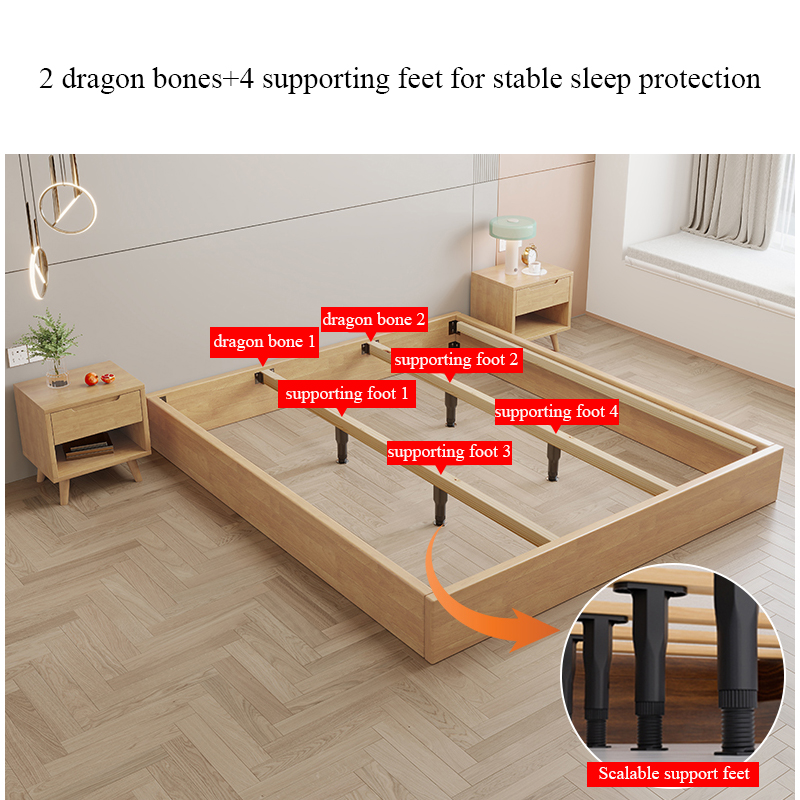 Nordic Solid Wood Katil queen tatami Bed Frame Katil Kayu Double katil ...