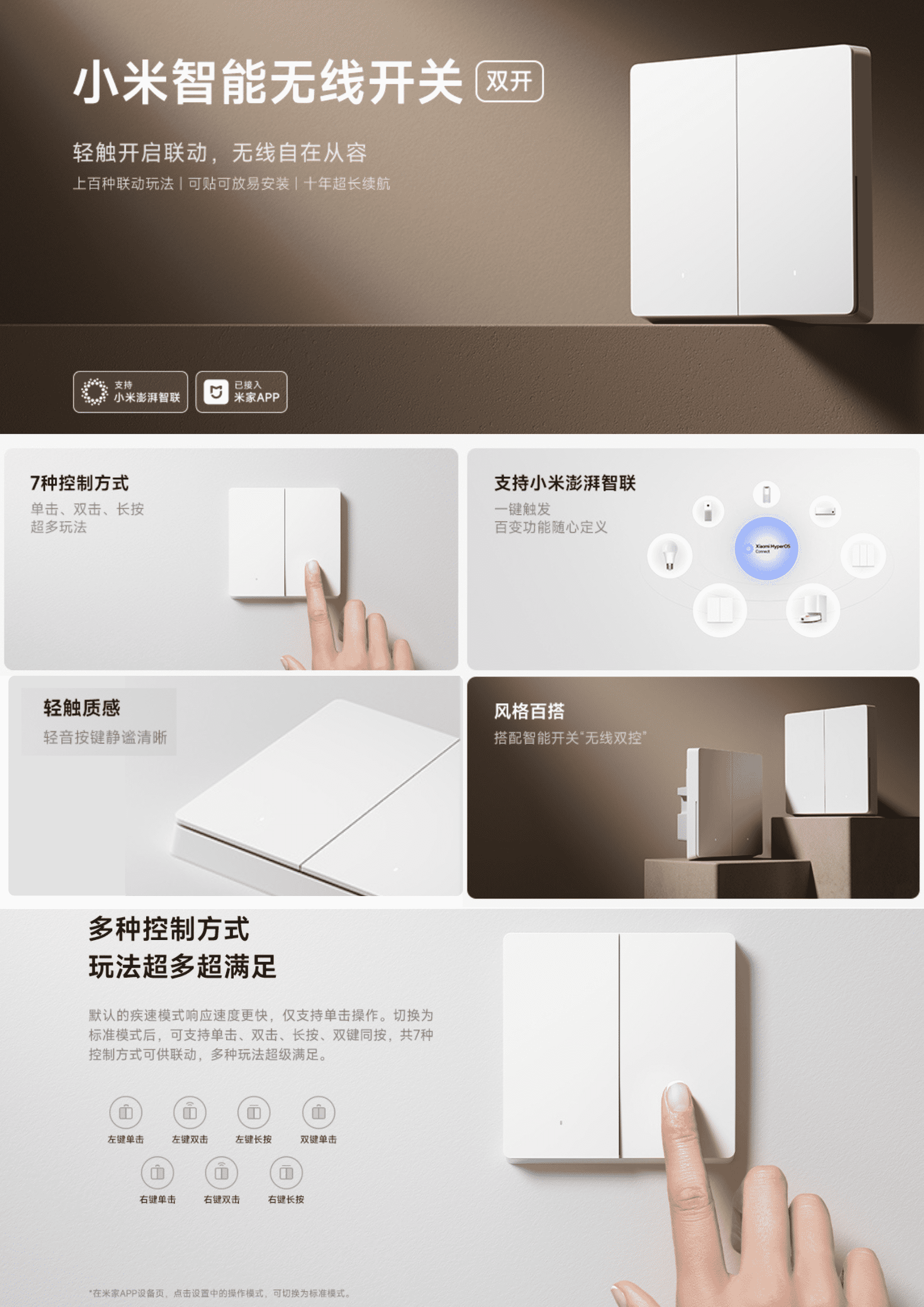 Xiaomi Mijia Smart Wireless Switch Bluetooth Remote Control Wireless ...