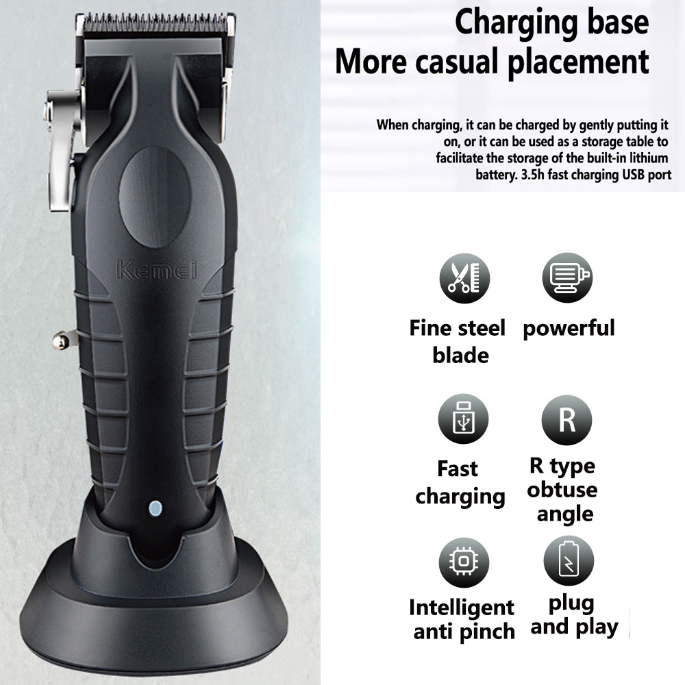 Kemei KM-2299 Professional Hair Trimmer Detailer Barber Electric Clipper Cordless Finish Cutting ...