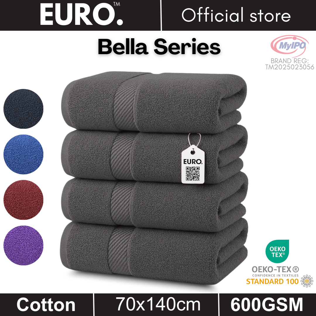 EURO TOWEL | Bella Luxury Bath Towel 70x140cm Made With 100% Ring Spun ...