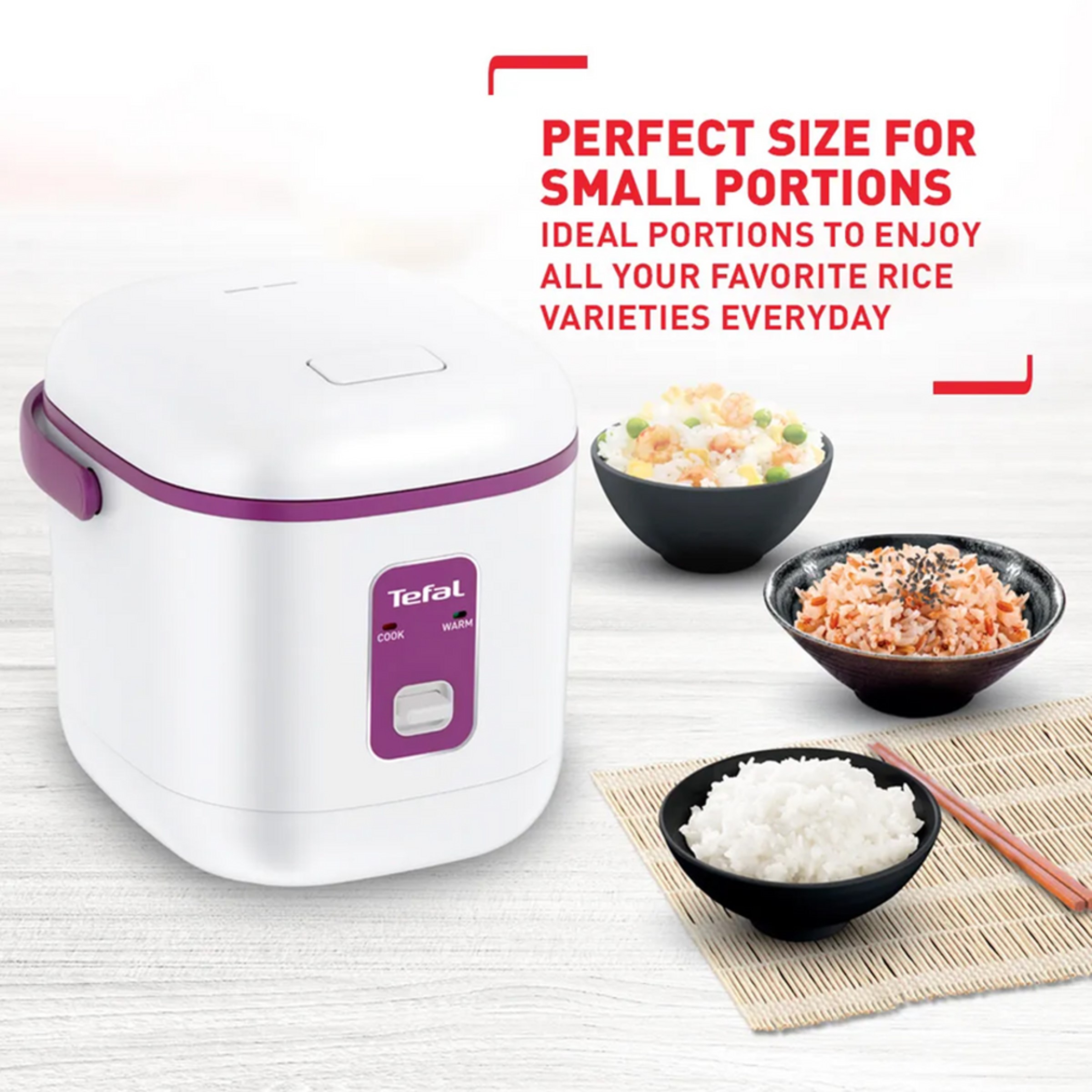 Tefal RK1721 Mini Mechanical Rice Cooker (0.4 L / 2 Cups) – Non-Stick ...
