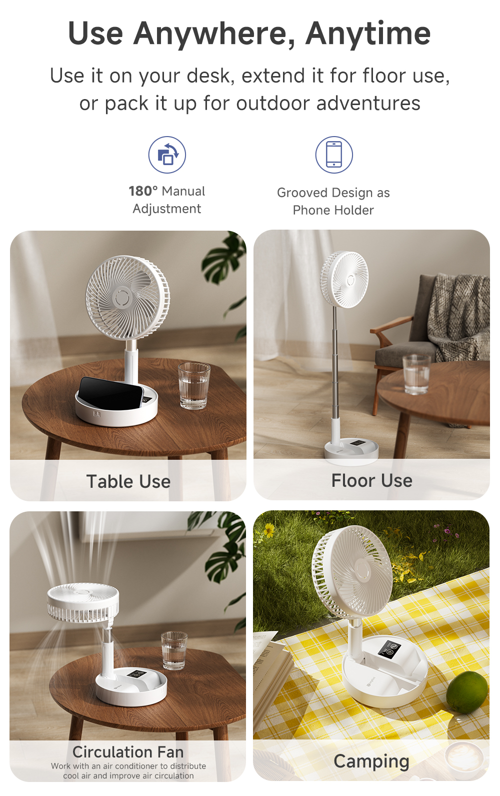 Simplus Table Fan丨Floor & Desktop Dual Use丨Foldable Portable丨 ...