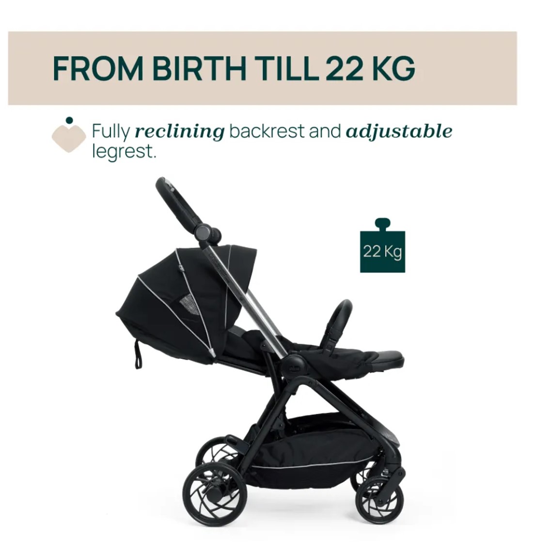 Chicco One4Ever Lounge Stroller Baby, 2 Way Auto Fold Compact Size ...