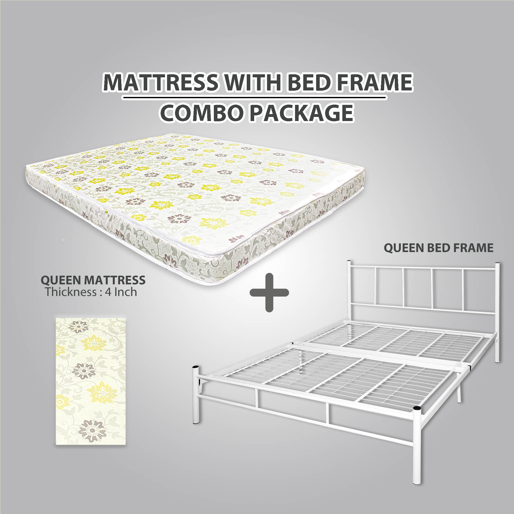 EE HOME SET Queen Bed Frame With Mattress Queen Mattress Katil Queen ...