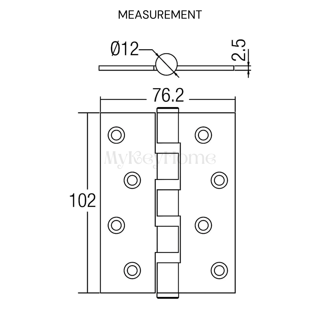 ST GUCHI Hinge SGDH 743025 4 Ball Bearing Butt (4"x 3" x 2.5mm ...