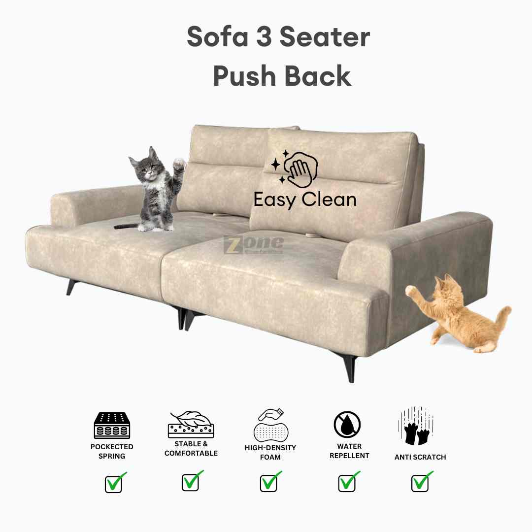 ⭐Free Installation⭐ [ADJUSTABLE BACK SEAT] Mariana 3 Seater Push Back ...