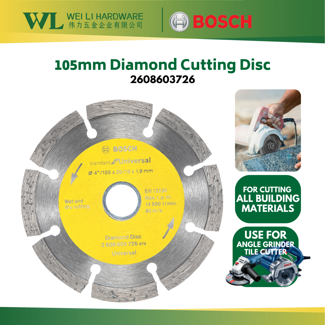 Bosch 4" 105mm Diamond Cutting Disc for Building materials 2608603726 ...