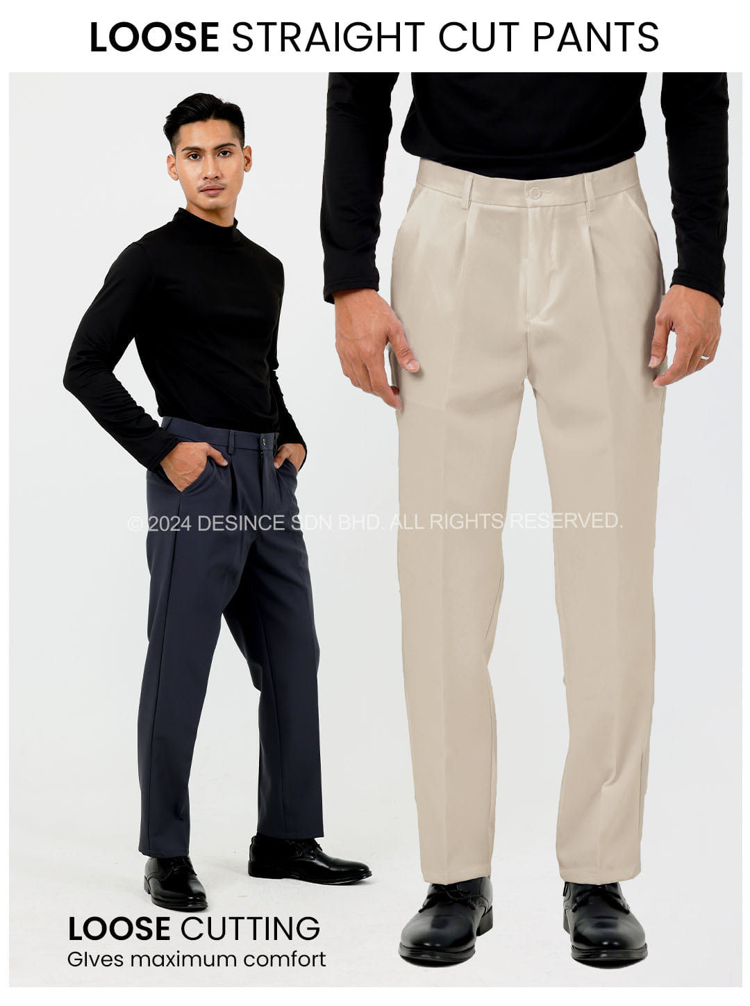 🇲🇾 DESINCE Men Formal Pants Office Long Straight Cut Man Pants Bottom ...