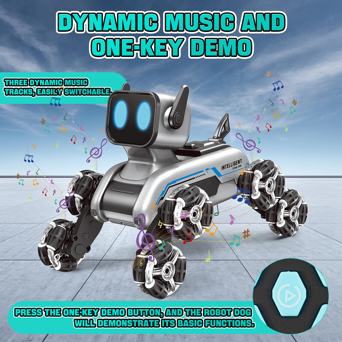 2.4G Eight Wheel Mechanical RC AI Stunt Dog Hand Gesture Controller ...