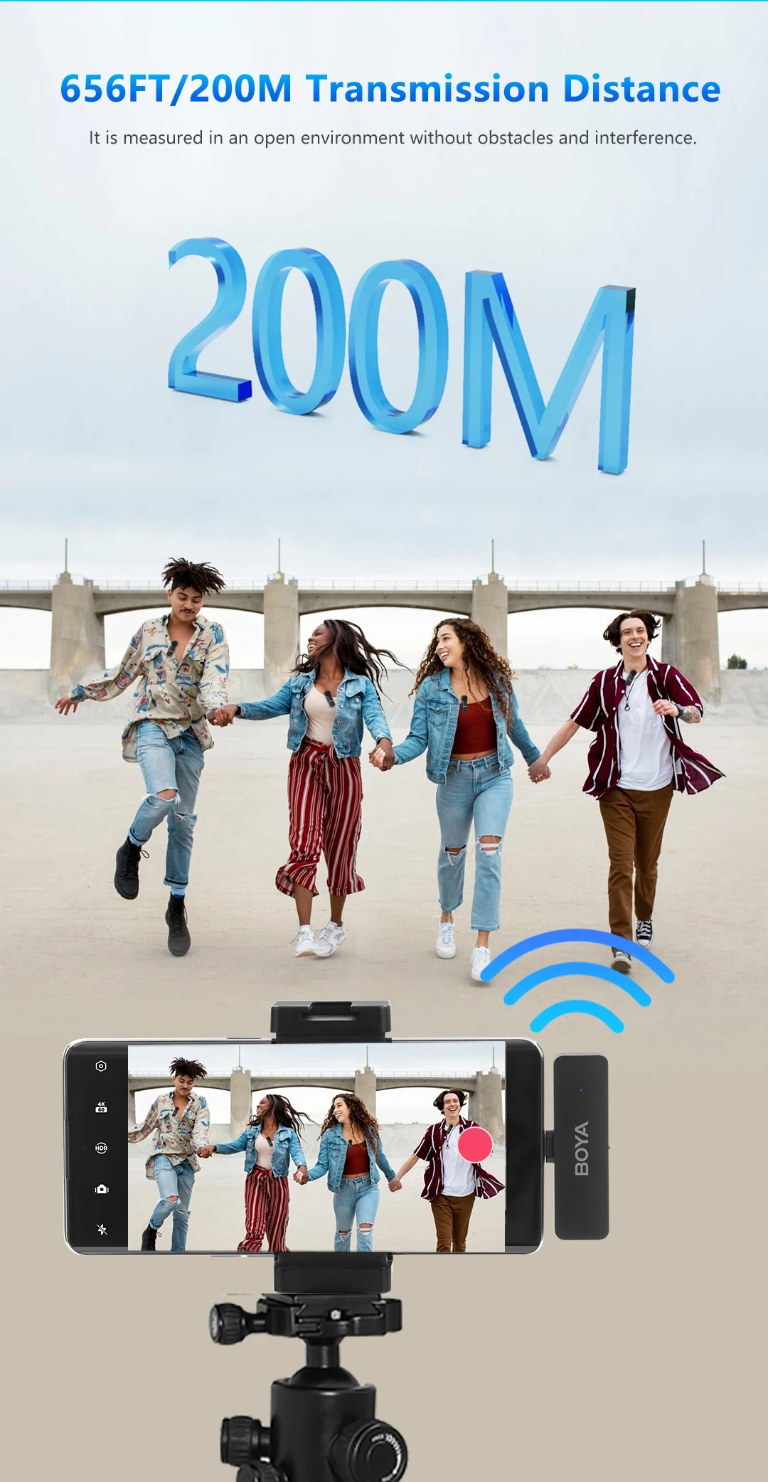 Boya BY-V4 4 Channel Mini Wireless Microphone with Noise Cancellation ...