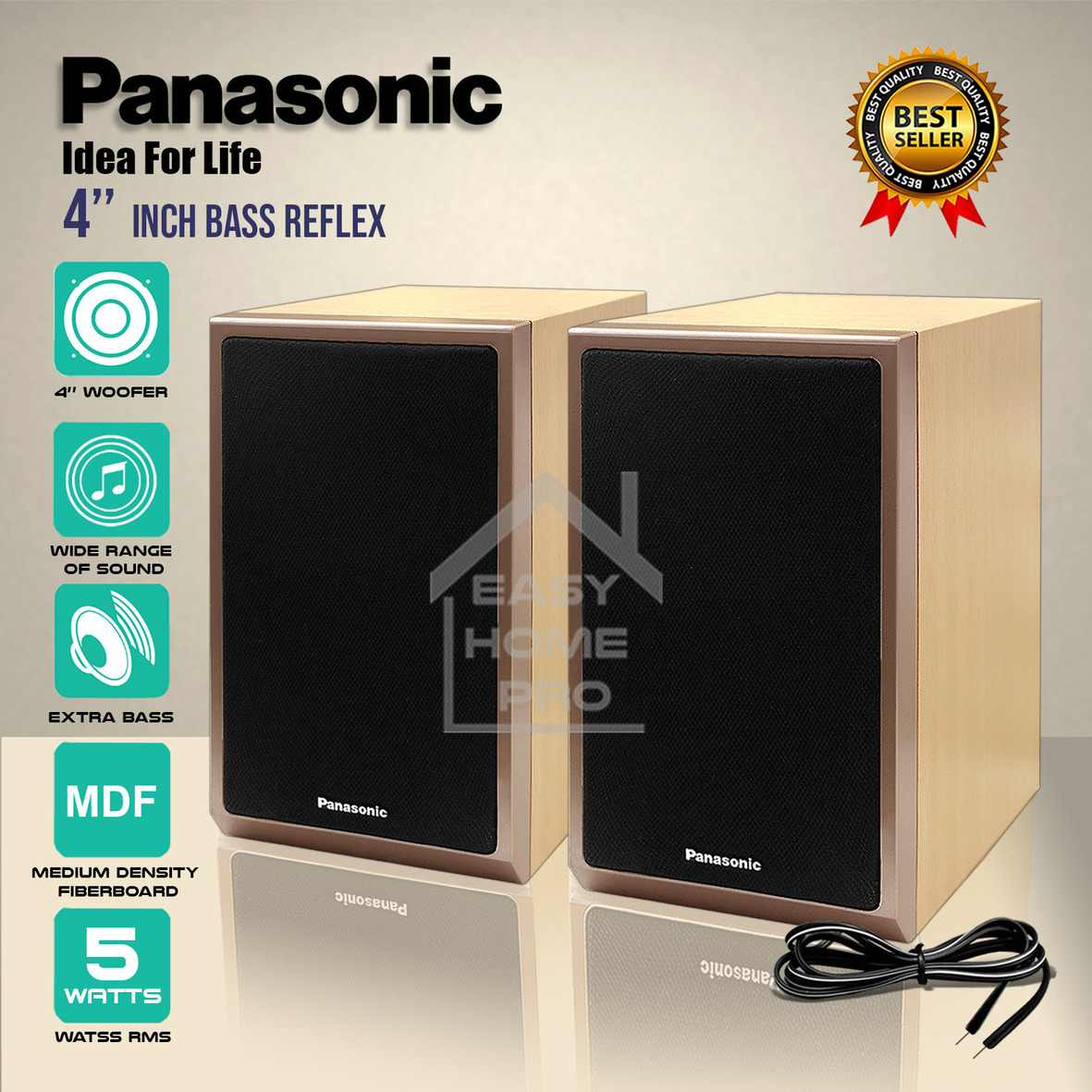 PANASONIC SP-PM770 4" Passive Speakers Bookshelf Speakers Pair | Home ...