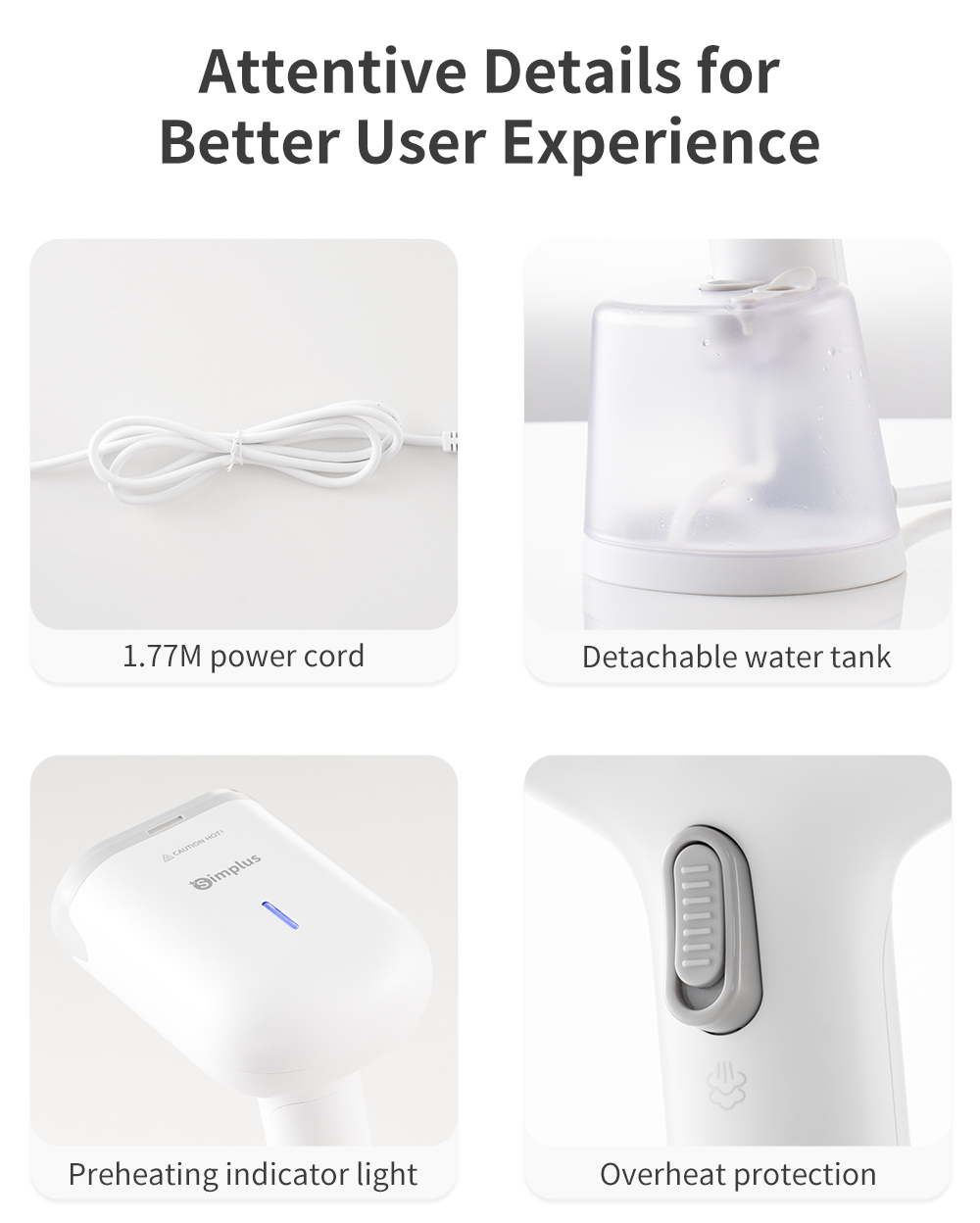 Simplus Handheld Garment Steamer丨1200W丨23g/min Steam丨280ml Water Tank丨 ...