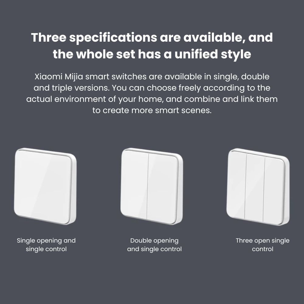 Xiaomi Mijia Smart Wall Switch Single Double Key Works with BLE Mesh ...