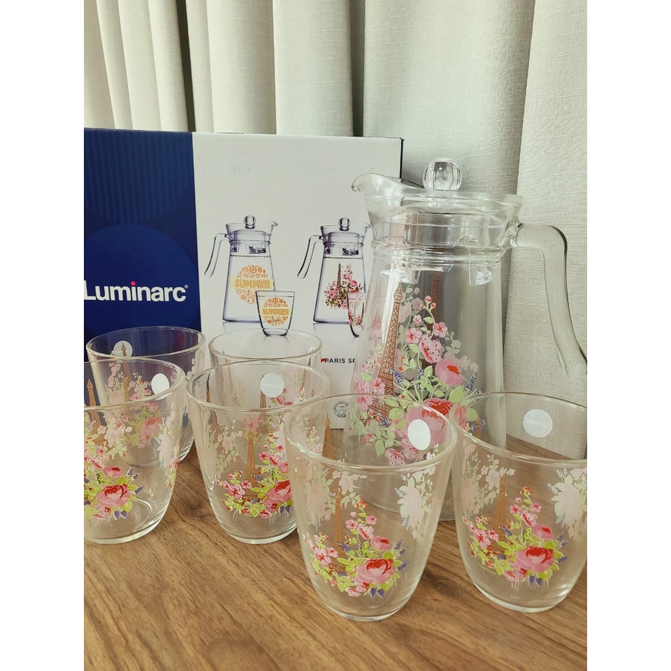 Luminarc 7Pcs Neo Water Glass Cup + Neo Jug - Paris Spring (1x 1300 ...