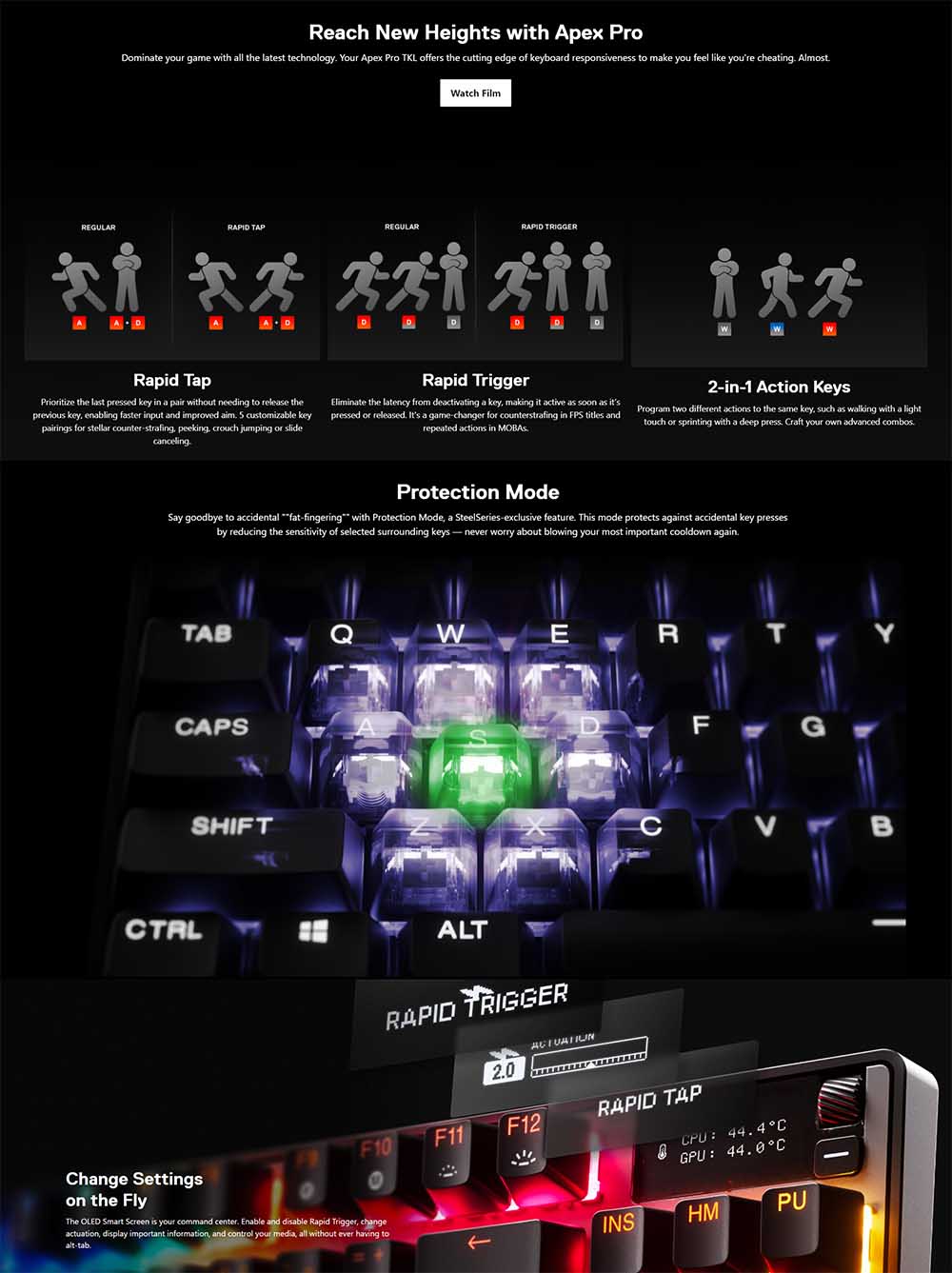 SteelSeries Apex Pro Gen 3 RGB Omnipoint 3.0 Mechanical Gaming Keyboard ...