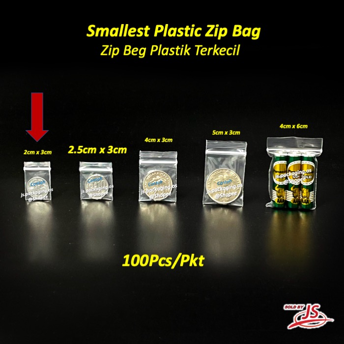 2cm X 3cm Smallest Plastic Zip Bag Transparent Zip Lock Beg Plastik Zip ...